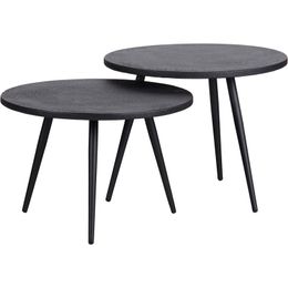 Woood Beistelltisch &raquo;Suze aus Multiplex mit Metallbeschichtung &Oslash;53x42 / &Oslash;53x36 cm&laquo; Set, 2 Stk. tlg. 2er-Set, Plattendicke 2 cm, Beine aus MS-Eisen, 