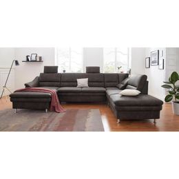 Sit & More sit&more Wohnlandschaft &raquo;Cardoso U-Form&laquo; mit Federkern und Kopfst&uuml;tzen, mit Schlaffunktion und Relaxfunktion grau Luxus-Microfaser 1 (100% Polyester);