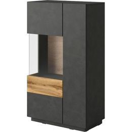 OTTO home Vitrine &raquo;SILKE&laquo; H&ouml;he 138,5 cm grau B/H/T: 80cm x 138,5cm x 40cm, T&uuml;ranschlag links