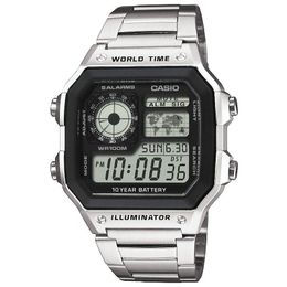 Casio Timeless Collection Herren CASIO TIMELESS COLLECTION Chronograph Quarzuhr, Armbanduhr, Herrenuhr, Digitalarmband, Edelstahlarmband silber 