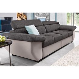 COTTA 2,5-Sitzer &raquo;Speedway&laquo; Big-Sofa mit Kopfteilverstellung grau Kunstleder SOFTLUX / Luxus-Microfaser (100% Polyester);Flachgewebe (100% Polyester) 