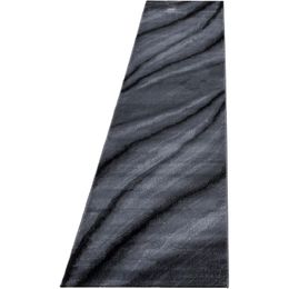 Ayyildiz Teppiche L&auml;ufer &raquo;Miami 6630&laquo; rechteckig 12 mm H&ouml;he Kurzflor, 80cm x 300cm (BxL) grau Kunstfaser B : 80cm 1 Stk., 12mm, L: 300cm