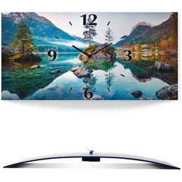 Artland Wanduhr &raquo;Herbstszene des Hintersee vor Alpen&laquo; wahlweise mit Quarz- oder Funkuhrwerk, lautlos ohne Tickger&auml;usche blau B/H/T: 50cm x 25cm x 0,3cm, 