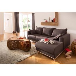 Home Affaire Ecksofa &raquo;Edina L-Form&laquo; auch in Baumwollmix-Bezug, im skandinavischem Stol braun Webstoff (100% Polyester);Baumwollmix (50% Baumwolle, 50%