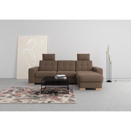 Sit & More sit&more Ecksofa &raquo;Quincy L-Form&laquo; wahlweise mit Schlaffunktion und Bettkasten braun B/H/T: 252cm x 82cm x 161cm, Luxus-Microfaser ALTARA NUBUCK , 