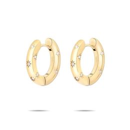 Tamaris Damen Paar Creolen &raquo;Schmuck Geschenk Creolen mit funkelnden Steinchen Little Twinkle&laquo; mit Zirkonia (synth.) gold 18,5mm, Edelstahl