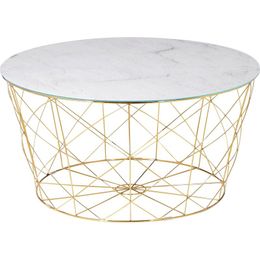 Salesfever Couchtisch &raquo;Caorle Coffeetable: Harmonisches Wohnambiente&laquo; Stilvolles Korbgestell wei&szlig; B/H/T: 80cm x 45cm x 80cm, Wei&szlig;/Gold