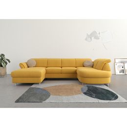 Sit & More sit&more Wohnlandschaft &raquo;Apulia U-Form&laquo; wahlweise Schlaffunktion, Bettkasten und Kopf- und Armteilverstellung gelb Webstoff (100% Polyester);Struktur 
