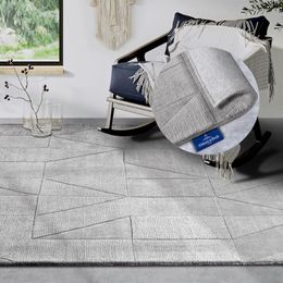 Villeroy & Boch Wollteppich &raquo;Ursule&laquo; rechteckig 10 mm H&ouml;he L&auml;ufer, handgewebt, Wolle, Natur, Wohnzimmer, Geometrie, Boho grau Wolle B : 190cm 1 Stk., 10mm, L: 280cm