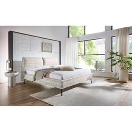 Meise M&ouml;bel meise.m&ouml;bel Polsterbett &raquo;Infinity erh&auml;ltlich in verschiedenen Farben und Breiten&laquo; mit schwarzen Metallf&uuml;&szlig;en beige Liegefl&auml;che L&auml;nge B: 200cm x 200cm, 