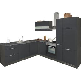 KOCHSTATION Winkelk&uuml;che &raquo;KS-Luhe&laquo; Stellbreite 240x270 cm, wahlweise mit oder ohne E-Ger&auml;ten, MDF-Fronten grau B/H/T: 240cm x 60cm, ohne E-Ger&auml;te