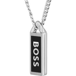BOSS Herren BOSS Kette mit Anh&auml;nger &raquo;KASSY EMBLEM&laquo; mit Emaille schwarz Edelstahl, L: 56 B: 6mm