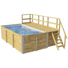 Weka Rechteckpool &raquo;595 Gr.1 mit Sonnendeck und Technikraum&laquo; BxLxH: 309x416x116 cm. verschiedene Folienfarben braun &Oslash;/B/H/L: Breite 309cm x H&ouml;he 116cm 
