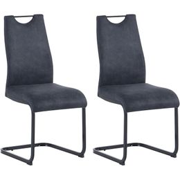 ByLiving Freischwinger &raquo;CAPRI&laquo; (Set) 2 Stk.Microfaser, bis 110 kg, Schaumstoff, Schwingstuhlgestell, mit Griff grau Metall, Stoff B/H/T: 44cm x 88cm x