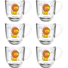 Leonardo Tasse &raquo;BAMBINI L&ouml;we&laquo; 280 ml, 6-teilig bunt Glas &Oslash; 8,4cm x 9cm, 280ml, 6 Stk.