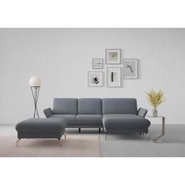 Sit & More sit&more Ecksofa &raquo;Fashion L-Form&laquo; wahlweise mit Kopfteilverstellung, Vorziehsitz, motorisch, Nickelf&uuml;&szlig;e blau B/H/T: 253cm x 84cm x 165cm, Chenille, 