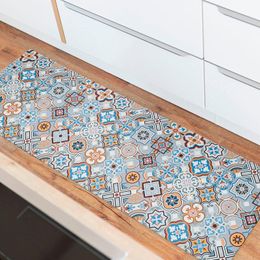 ANDIAMO Vinylteppich &raquo;Marrakesch&laquo; rechteckig 3,5 mm H&ouml;he abwischbar, rutschhemmend, Fliesen oder Beton Design, auch als L&auml;ufer blau Polyester B : 70cm 1 Stk.,