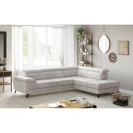 OTTO home Ecksofa &raquo;Astra L-Form, B: 286 cm&laquo; mit Kopfteilverstellung, optional Schlaffunktion & Bettkasten grau 95% Polyester (PES) 5%Polyamid (PA) B/H
