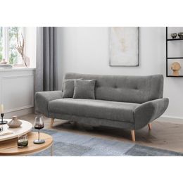 Home Affaire 3-Sitzer &raquo;Basta, komfortable Wellenunterfederung, Breite 205cm&laquo; grau 100% Polyester B/H/T: 205cm x 82cm x 87cm, Microfaser, gepolstert,