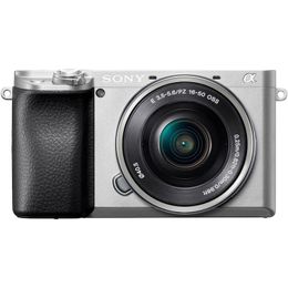 Sony Kompaktkamera &raquo;Alpha 6100 + 16-50mm Objektiv&laquo;, 24,2, Bluetooth silber IDEAL F&Uuml;R: Einsteiger, die ein kompaktes Alltagsobjektiv wollen oder f&uuml;r Vlogger