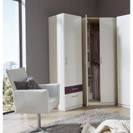 Priess Eckkleiderschrank &raquo;Lindau&laquo; wei&szlig; Holzwerkstoff B/H/T: 135cm x 193cm x 54cm, T&uuml;ren: 2 Stk.