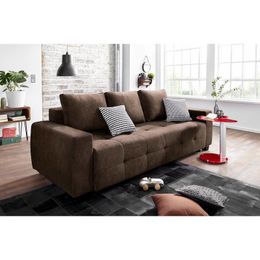 OTTO home Schlafsofa &raquo;Bella, B: 241 cm, Liegefl. 142x194 cm&laquo; Schlaffunktion, Bettkasten & 2 Zierkissen, Federkern braun Zierkissen: 100% Polyester;