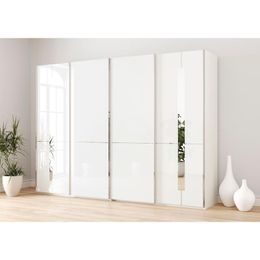 Musterring Schwebet&uuml;renschrank &raquo;Imola W&laquo; inkl. Einlegeb&ouml;den und Kleiderstangen, mit Glast&uuml;ren inkl. Zierspiegel wei&szlig; Floatglas, Holzwerkstoff B/H/T: 296,3cm x 