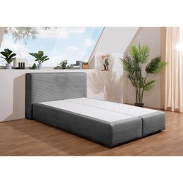 Home Affaire Boxspringbett &raquo;&Aring;by&laquo; In Cord Bezug, wahlweise mit und ohne Matrazte erh&auml;ltlich grau Cord ohne Matratze/ohne Topper, Liegefl&auml;che B/L: 140cm