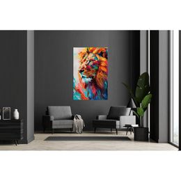 Leinwandbild &raquo;Wandbild BUNTER L&Ouml;WE 78x118 cm &ndash; Leinwandbild Keilrahmen Deko modern&laquo; Kunst L&ouml;we L&ouml;wen Pop Art Raubkatzen Tiere 1 Stk. tlg. auf 