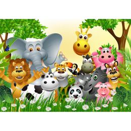 papermoon Fototapete &raquo;Tiere Kinderbild&laquo; bunt Vlies B/L: 4,5m x 2,8m, Bahnen: 9 Stk.