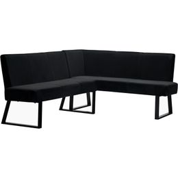 OTTO home Eckbank &raquo;Gladiole,&laquo; Sitzbank, Esszimmerbank, Bank, mit Taschenfederkern, schwarzes Metallgestell, Breite 190 cm schwarz Polyester B/H/T: 