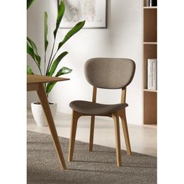 Home Affaire Stuhl &raquo;COZY Made in Italy&laquo; (Set) 2 Stk.Gestell in Buche, Kirsch- oder Nussbaum, Massivholz, Design Stuhl grau Polyester B/H/T: 50cm x 