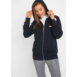 bonprix Damen bonprix Kapuzensweatjacke mit Kapuze, mit K&auml;ngurutaschen, aus Baumwolle, mit Rei&szlig;verschluss schwarz 56/58 (XXXL)