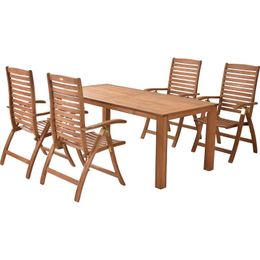 Merxx Garten-Essgruppe &raquo;Paraiba&laquo; Set, 5 tlg. inkl. 4 Klappsessel, 1 Tisch braun FSC -zertifiziertes teilmassives Holz B/H/T: 63cm x 114cm x 95cm