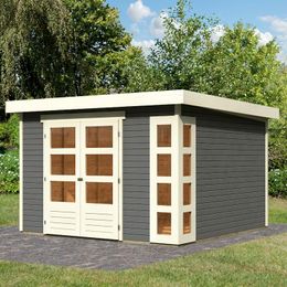 Karibu Gartenhaus &raquo;Nordsee 6&laquo; grau Holzwerkstoff ohne Fu&szlig;boden, ohne Dacheindeckung