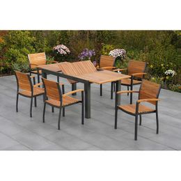 Merxx Garten-Essgruppe &raquo;Santorin&laquo; 7 Stk. tlg. grau Aluminium, Massivholz Einheitsgr&ouml;&szlig;e