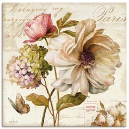Artland Leinwandbild &raquo;Blumen II&laquo; Blumen 1 Stk. tlg. auf Holzrahmen gespannt beige Leinwand B/H/T: 50cm x 50cm, Leinwandbild Blumen quadratisch, 1 Stk.