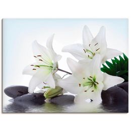 Artland Leinwandbild &raquo;Madonna-Lilien und Spasteine&laquo; Zen 1 Stk. tlg. auf Holzrahmen gespannt wei&szlig; Leinwand B/H/T: 40cm x 30cm, Leinwandbild Zen Querformat, 1 