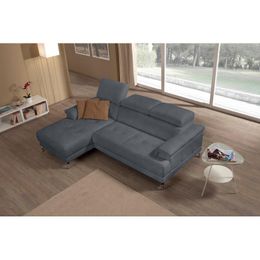 Egoitaliano Ecksofa &raquo;Soul, Design und Sitzkomfort auf hohem Niveau, tolle Details, L-Form&laquo; mit Recamiere, inkl. Kopfteilverstellung grau B/H/T: 250cm x 99cm x 