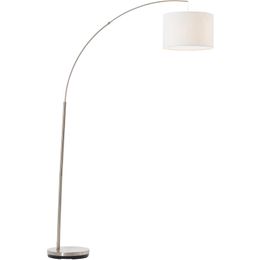 Brilliant Bogenlampe &raquo;Clarie&laquo; E27 1,8m H&ouml;he, E27 max. 60W, Stoffschirm, Metall/Textil silber 1, &Oslash; 36,5cm H: 180cm
