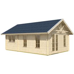 Skan Holz Gartenhaus &raquo;Toronto 4&laquo; mit Lattung beige Holzwerkstoff Fu&szlig;boden im Gartenhaus