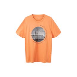 TOM TAILOR Shirt male size XL Grey / Light orange / Black / White