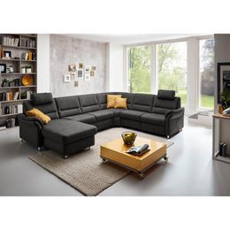 Die PlanBar Wohnlandschaft &raquo;ZE-EM16033 U-Form, Breite 330 cm&laquo; wahlweise mit Kopfst&uuml;tzen und Schlaffunktion grau 100% Polyester B/H/T: 330cm x 262cm, 