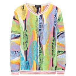 Carlo Colucci Pullover 'Curtoni' Damen Gr&ouml;&szlig;e XS hellblau / hellgr&uuml;n / orange / wei&szlig;