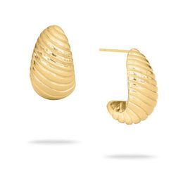 Echtzeit Damen Paar Creolen &raquo;Schmuck Geschenk Edelstahl Ohrringe The Organic Drop&laquo; gold Edelstahl