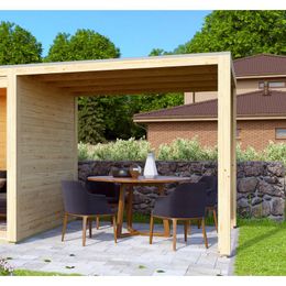 Konifera Anbaudach passend f&uuml;r Saunahaus "Ruben" und "Hagen", naturbelassen beige Holzwerkstoff B/H/T: 200cm x 276cm, naturbelassen