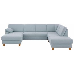 Home Affaire Wohnlandschaft &raquo;Belfort U-Form&laquo; mit Federkern, wahlweise mit Schlaffunktion und Stauraum blau Luxus-Microfaser Vintageoptik(100% 
