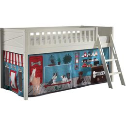 Vipack Hochbett &raquo;Scott&laquo; Made in Europe, mit schr&auml;ger Leiter, LF 90x200 cm, Vorhang, Tunnel, 7 Designs wei&szlig; 100% Polyester Liegefl&auml;che B/L: 90cm x 200cm, kein