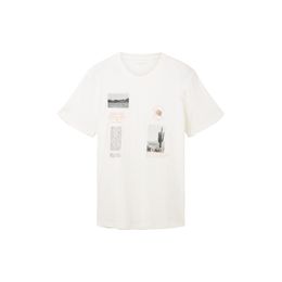 TOM TAILOR Shirt male size XXXL Grey / Fir / Orange / Off white