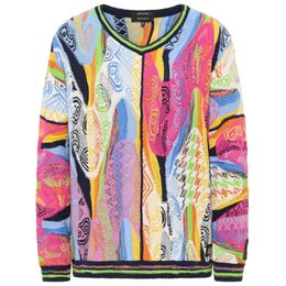 Carlo Colucci Pullover 'Curtoni' Damen Gr&ouml;&szlig;e L dunkelblau / gelb / pink / wei&szlig;